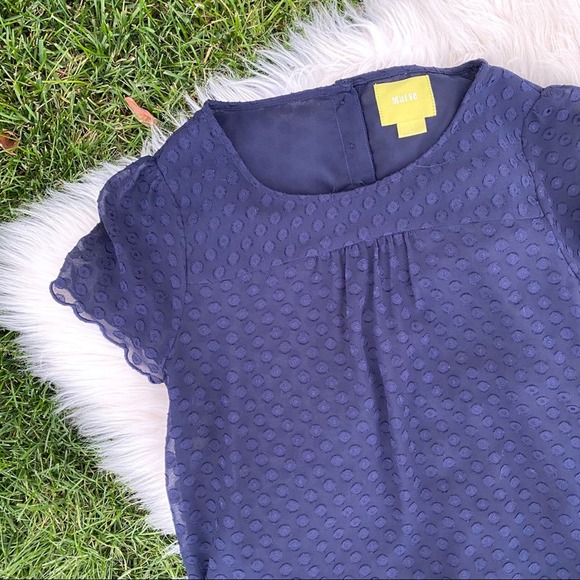 Mauve | Tops | Mauve Anthro Navy Blue Shear Polka Dot Blouse 4 | Poshmark